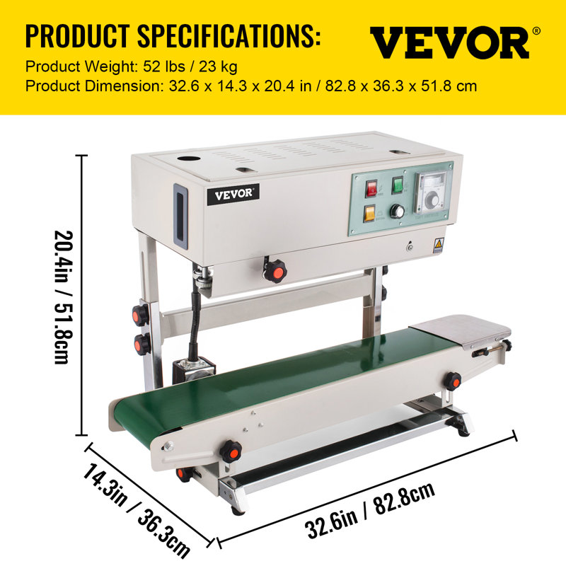VEVOR Continuous Band Sealer FR-900, Vertical Automatic Continuous Sealing | Wayfair